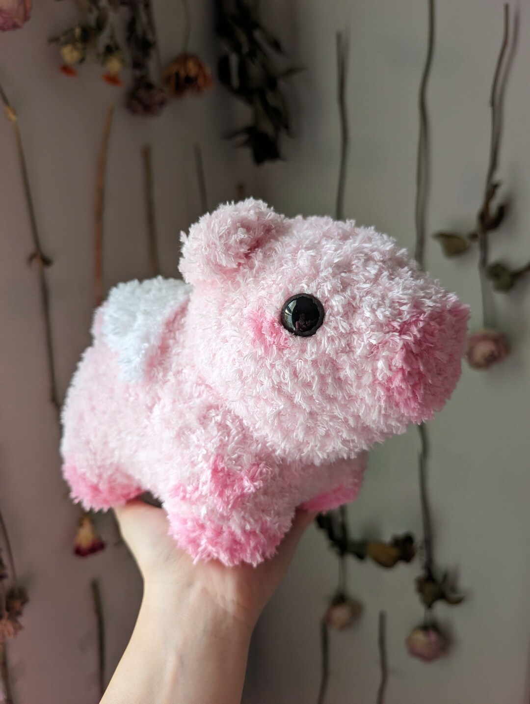 Handmade Fuzzy Pink Flying Pig Crochet - Etsy