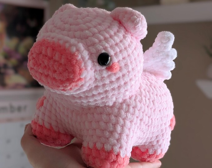 Handmade Flying Pig Crochet Amigurumi Stuffed Animal - Etsy