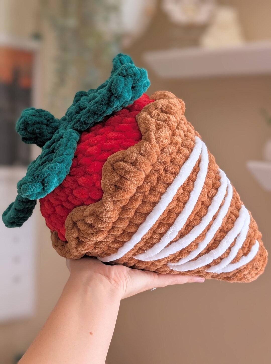 Handmade Chocolate Covered Strawberry Stuffed Animal Toy Plushie Pillow ...