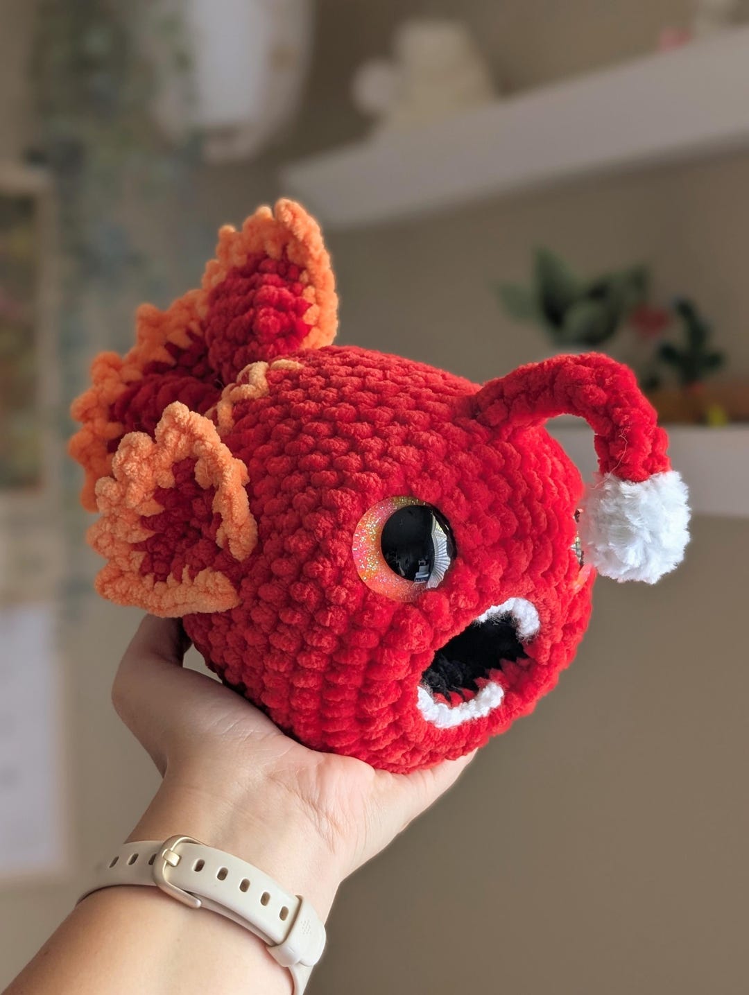 Handmade Anglerfish Crochet Stuffed Animal Plushie With Glow Lure ...
