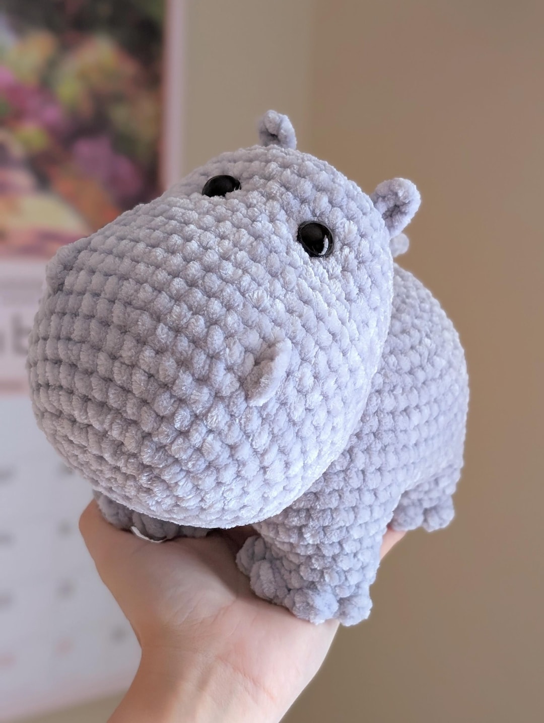 Handmade Crochet Hippo Stuffed Animal Hippopotamus Plushie - Etsy