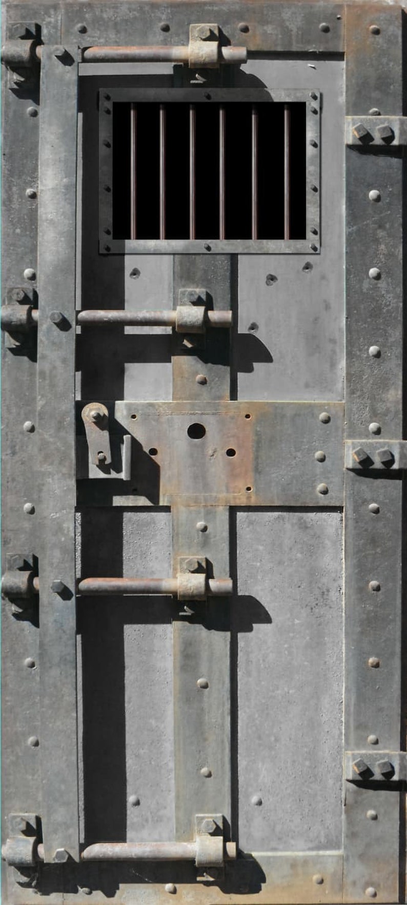 Jail Exit With Window Bars Door Wrap Grey, Custom Printed, Made-to ...