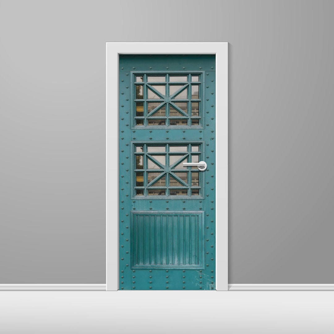 2 Window Green Metal Custom Printed Door Wrap, Custom Printed, Made-to ...