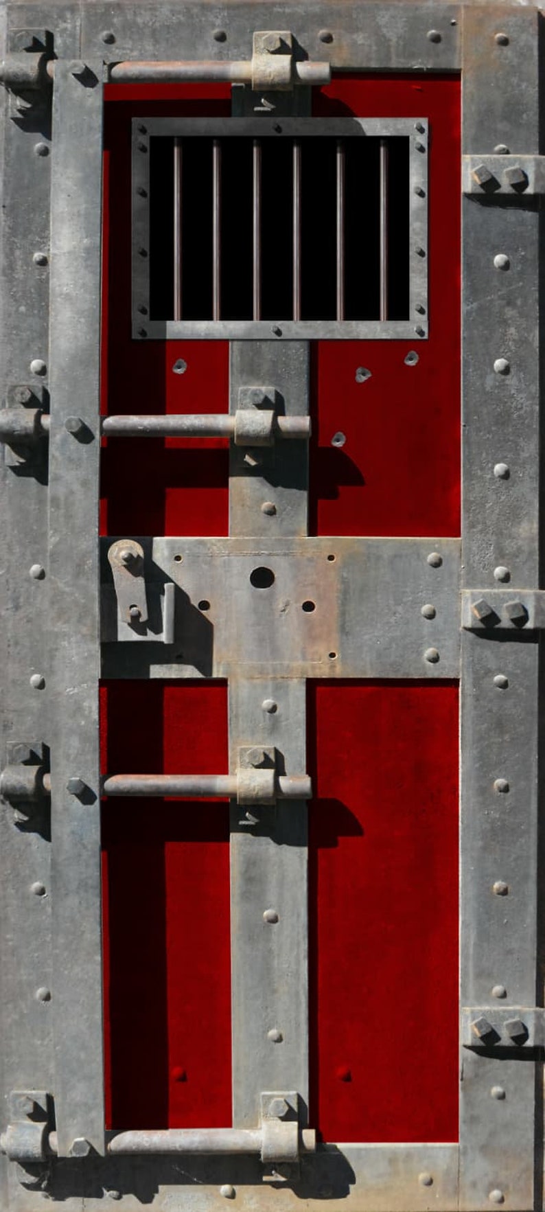 Jail Exit With Window Bars Door Wrap Red, Custom Printed, Made-to-order ...