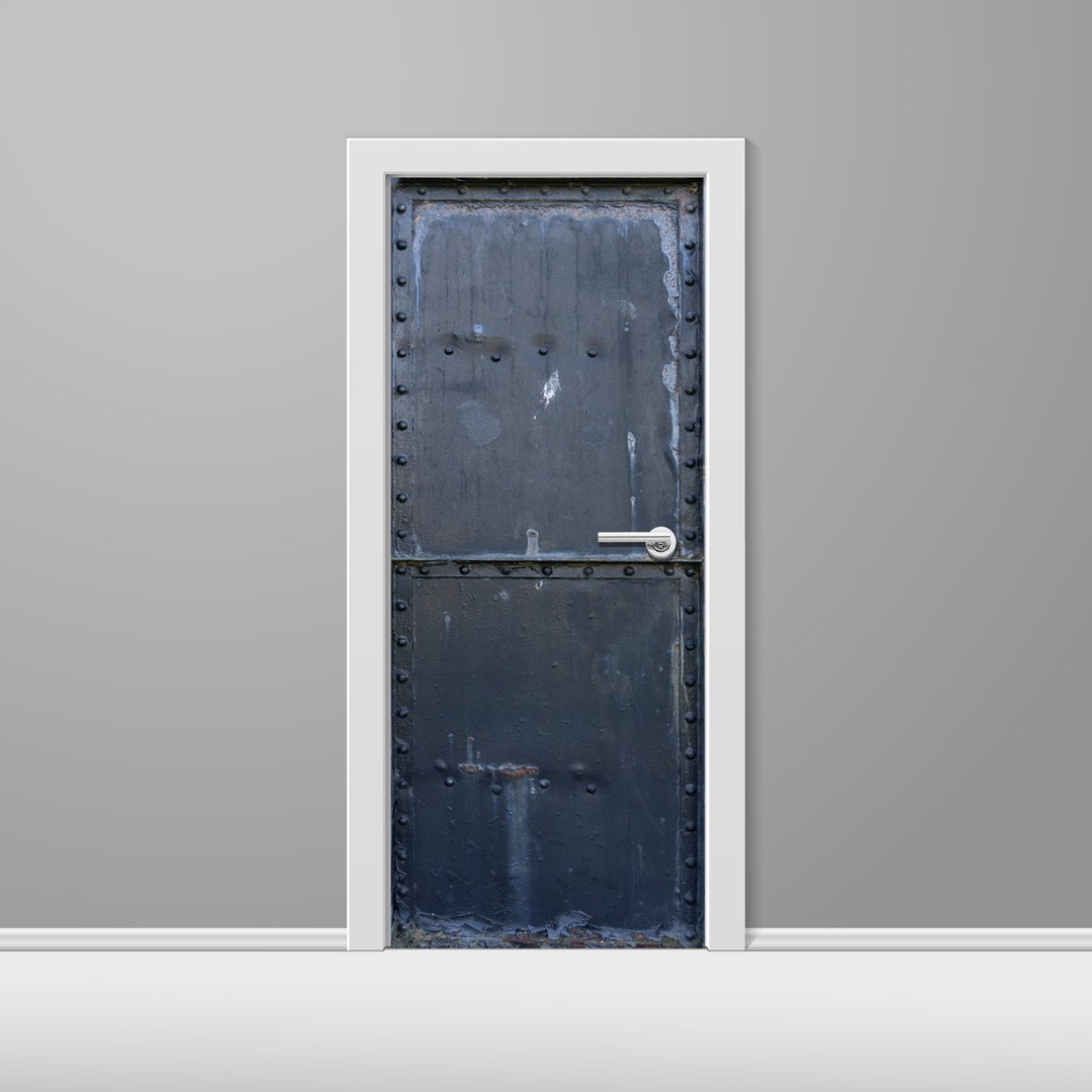 Black Painted Weathered Metal Door Wrap, Custom Printed, Made-to-order ...