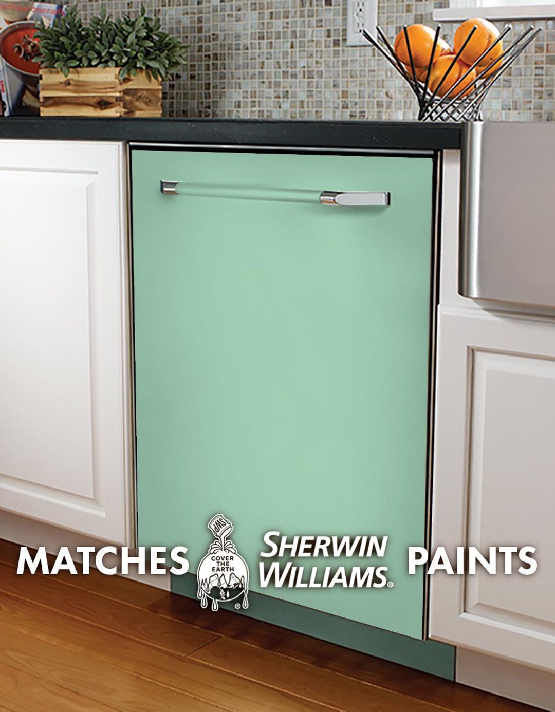 Paint-match Vinyl Dishwasher Wrap Sherwin Williams Retro Mint SW 9036 ...