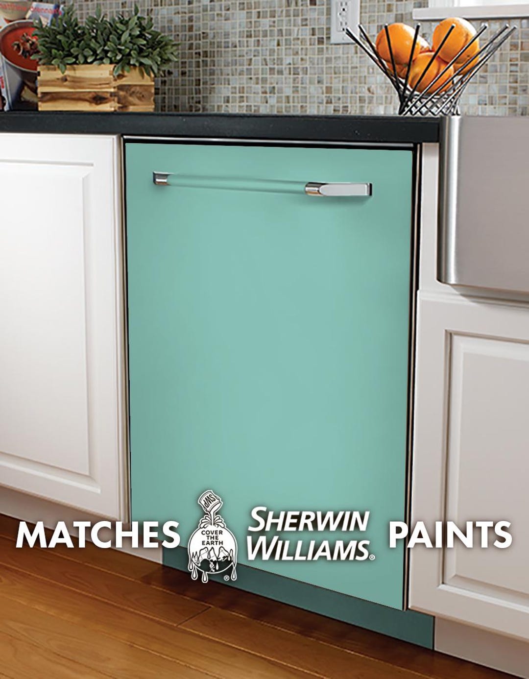 Paint-match Vinyl Dishwasher Wrap Sherwin Williams Holiday Turquoise SW ...