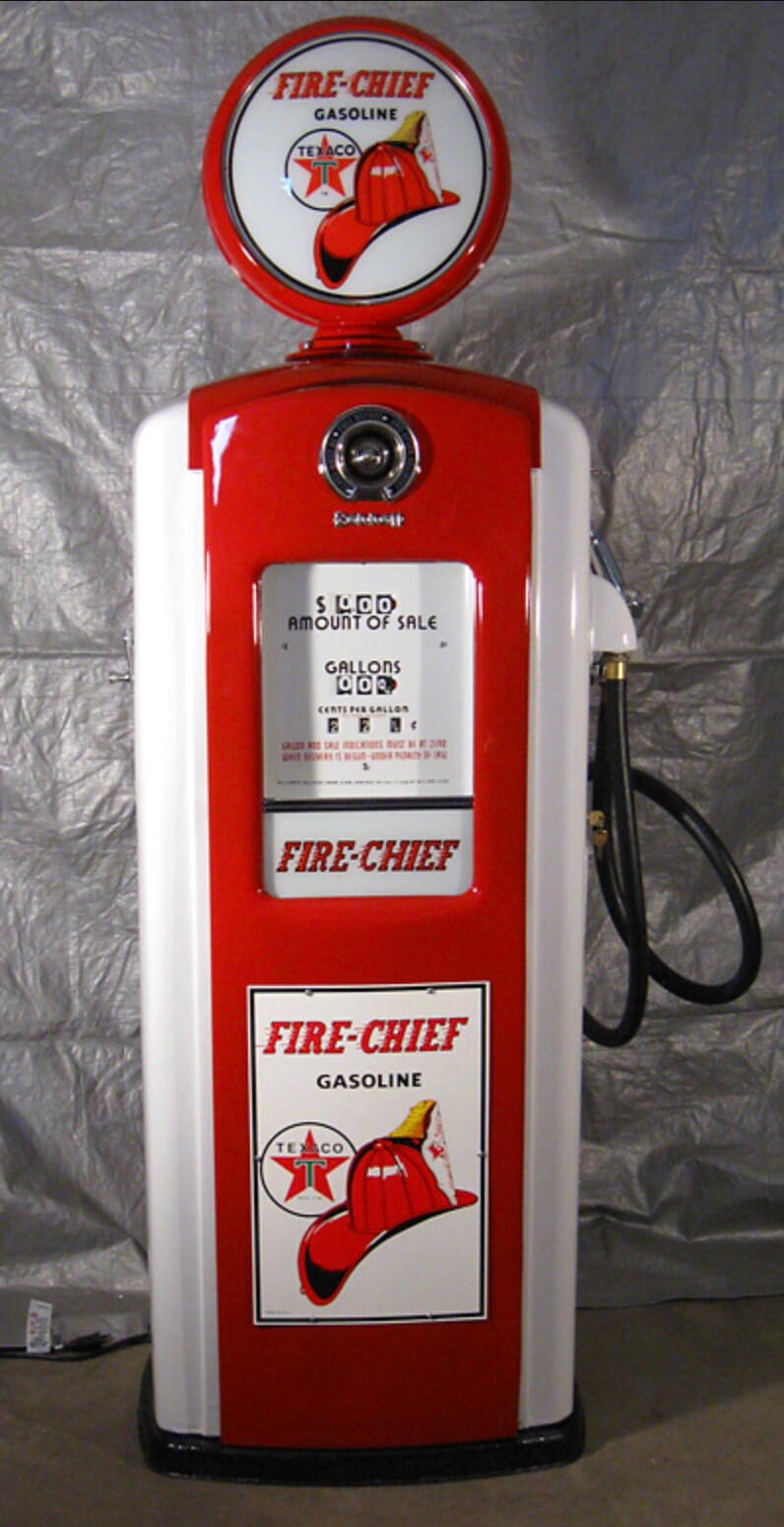 White & Red Bennett Texaco Fire-chief Gas Pump Custom-printed ...