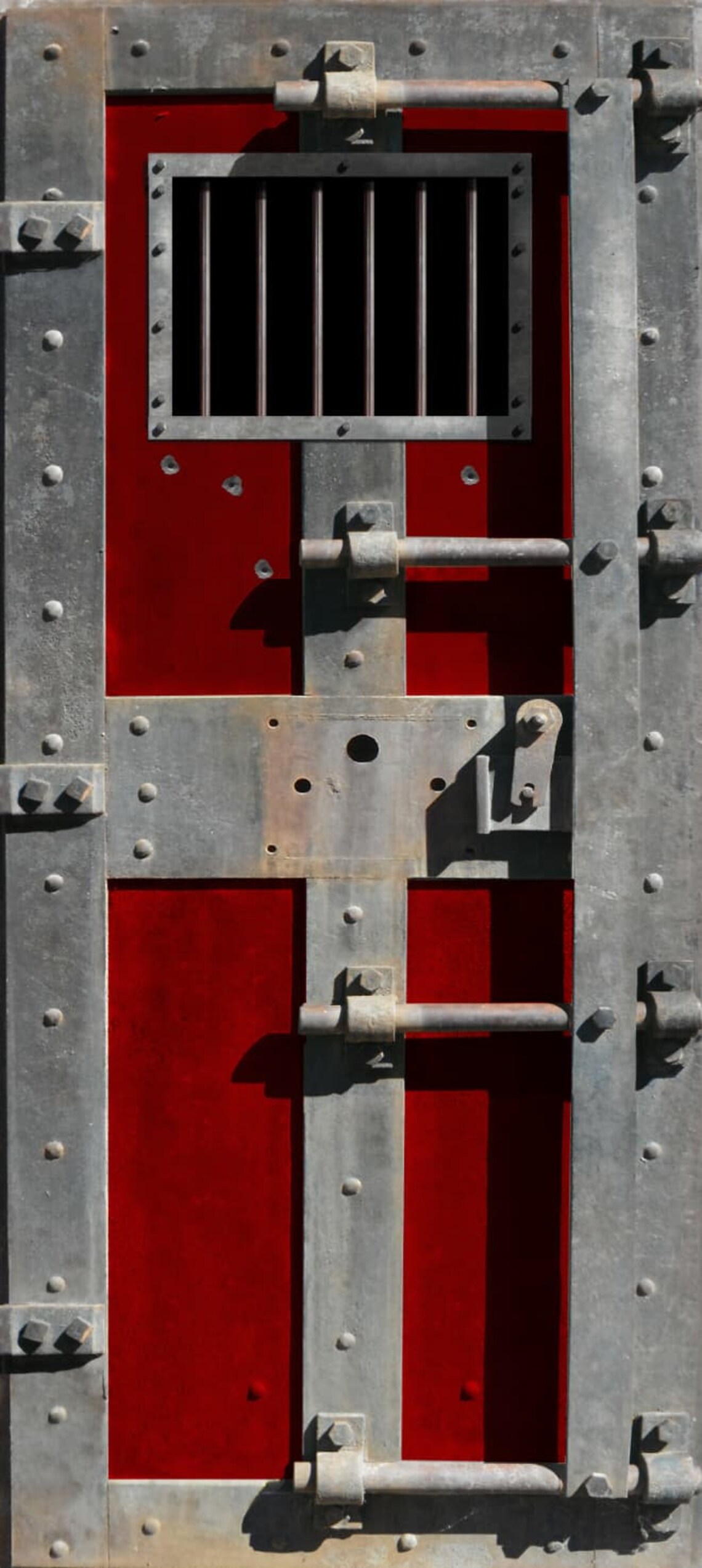 Jail Exit With Window Bars Door Wrap Red, Custom Printed, Made-to-order ...