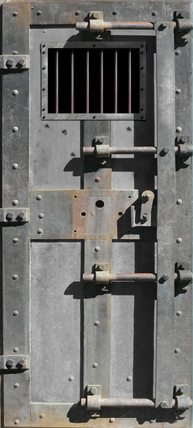 Jail Exit With Window Bars Door Wrap Grey, Custom Printed, Made-to ...