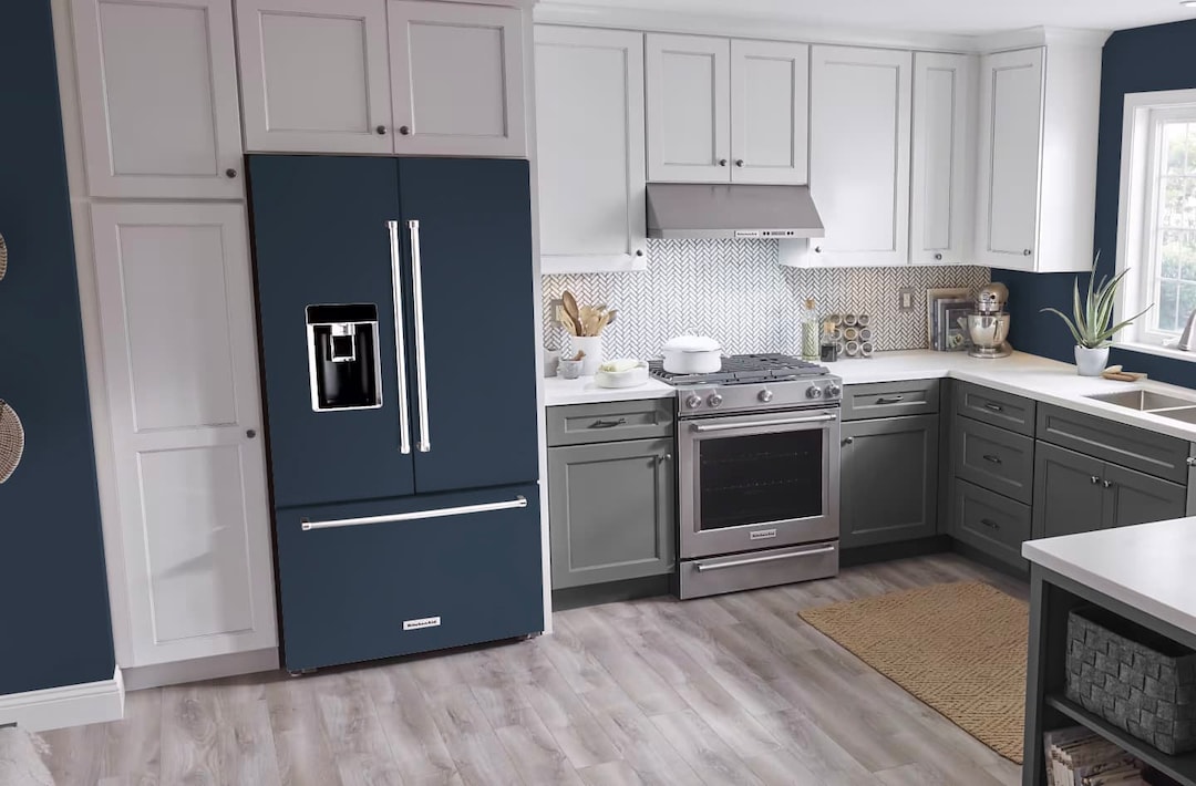 Paint-match Vinyl Refrigerator Wrap Sherwin Williams Naval SW 6244 Peel ...