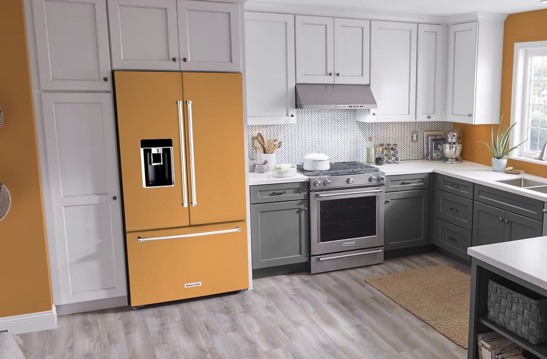 Paint-match Vinyl Refrigerator Wrap Sherwin Williams Yarrow Yellow SW ...