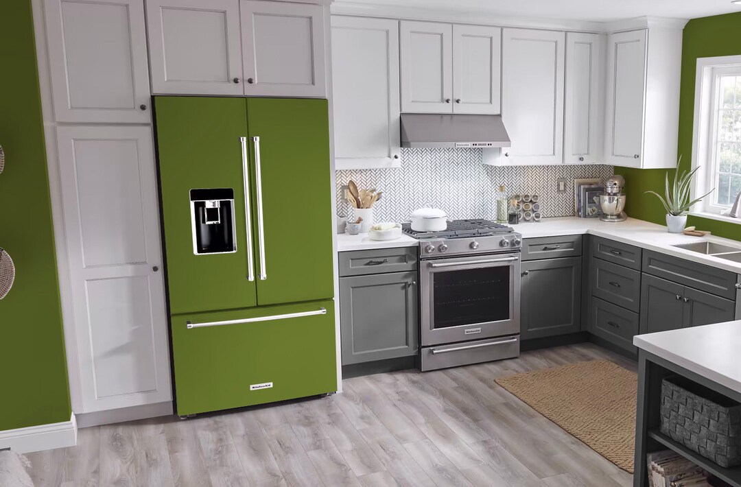 Paint-match Vinyl Refrigerator Wrap Sherwin Williams Gecko SW 6719 Peel ...