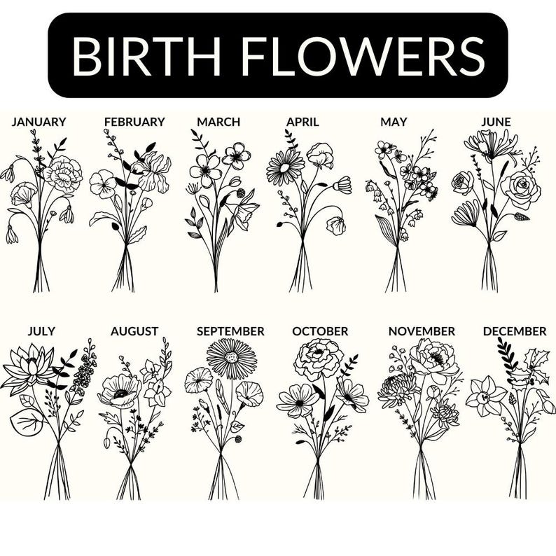 Birth Flower Journal, Birth Month Flower, Personalized Journal ...