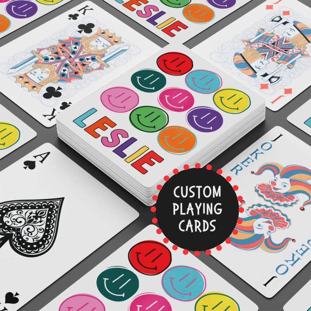 Personalized Playing Cards, Smiley Gifts, Custom Name Smiley Playing ...