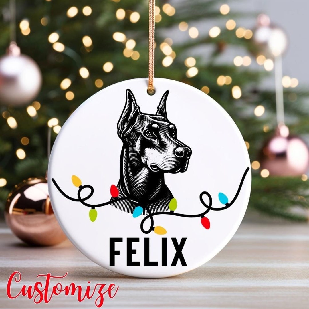 Doberman Ornament, Personalized Doberman Christmas Ornament, Custom ...