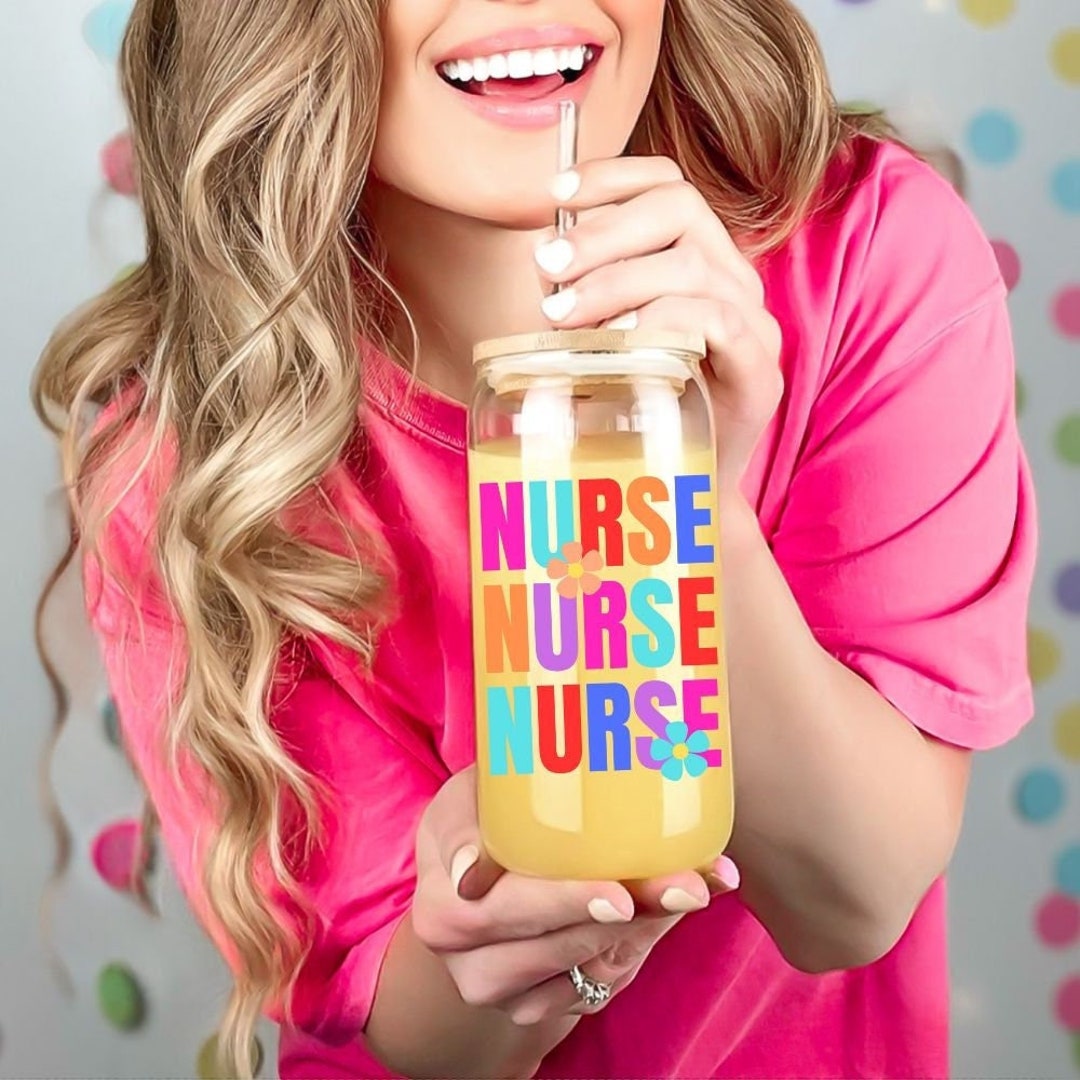 Nurse Iced Coffee Cup Glass Nurse Cup Nurse Gift Birthday Gift for ...