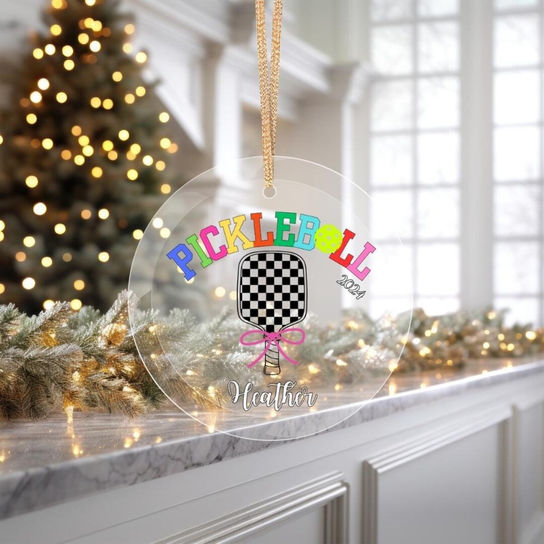 Personalized Pickleball Glass Ornaments, Pickleball Ornament, Custom ...