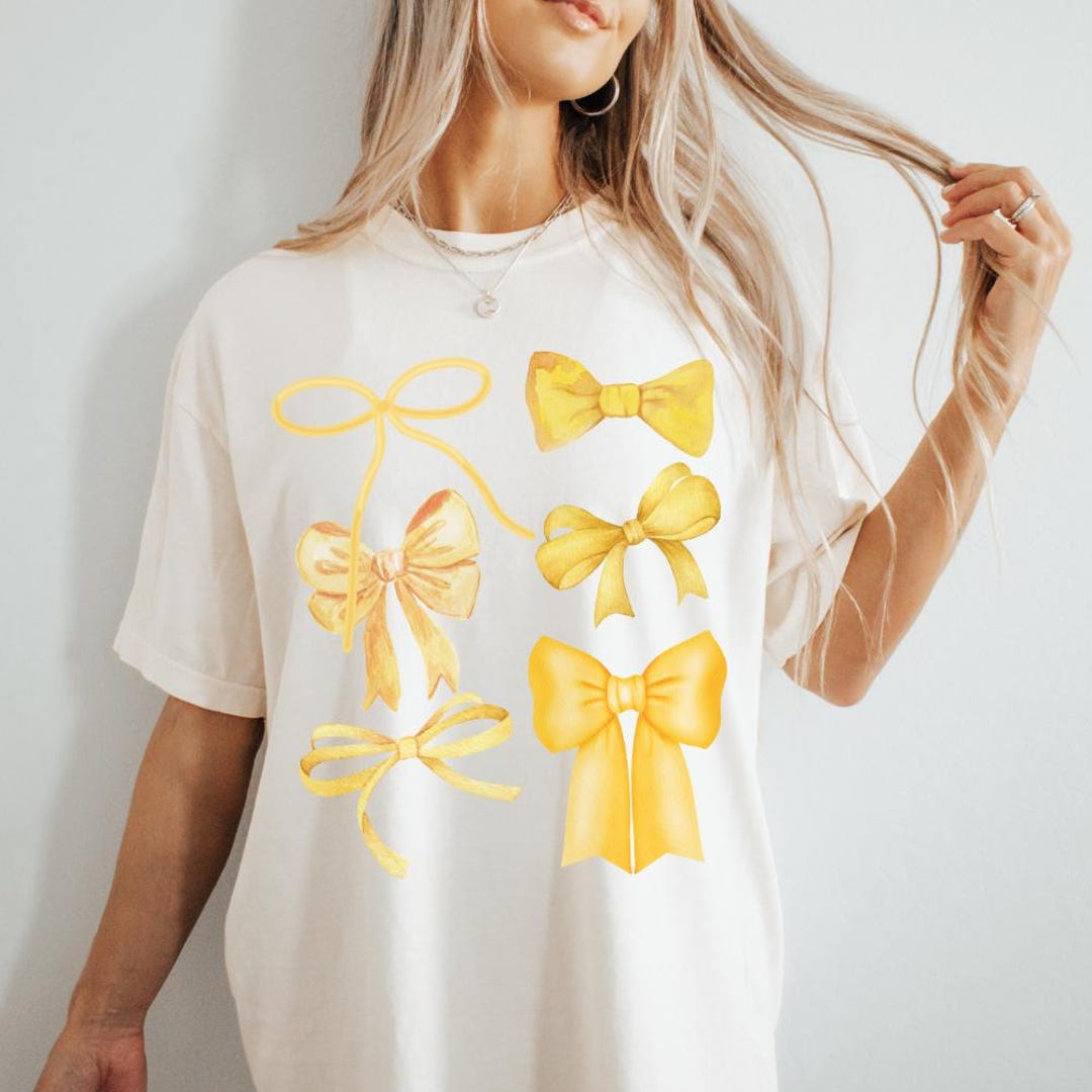 Yellow Coquette Bows Shirt | Yellow Bow Shirt | Coquette Bows Shirt ...