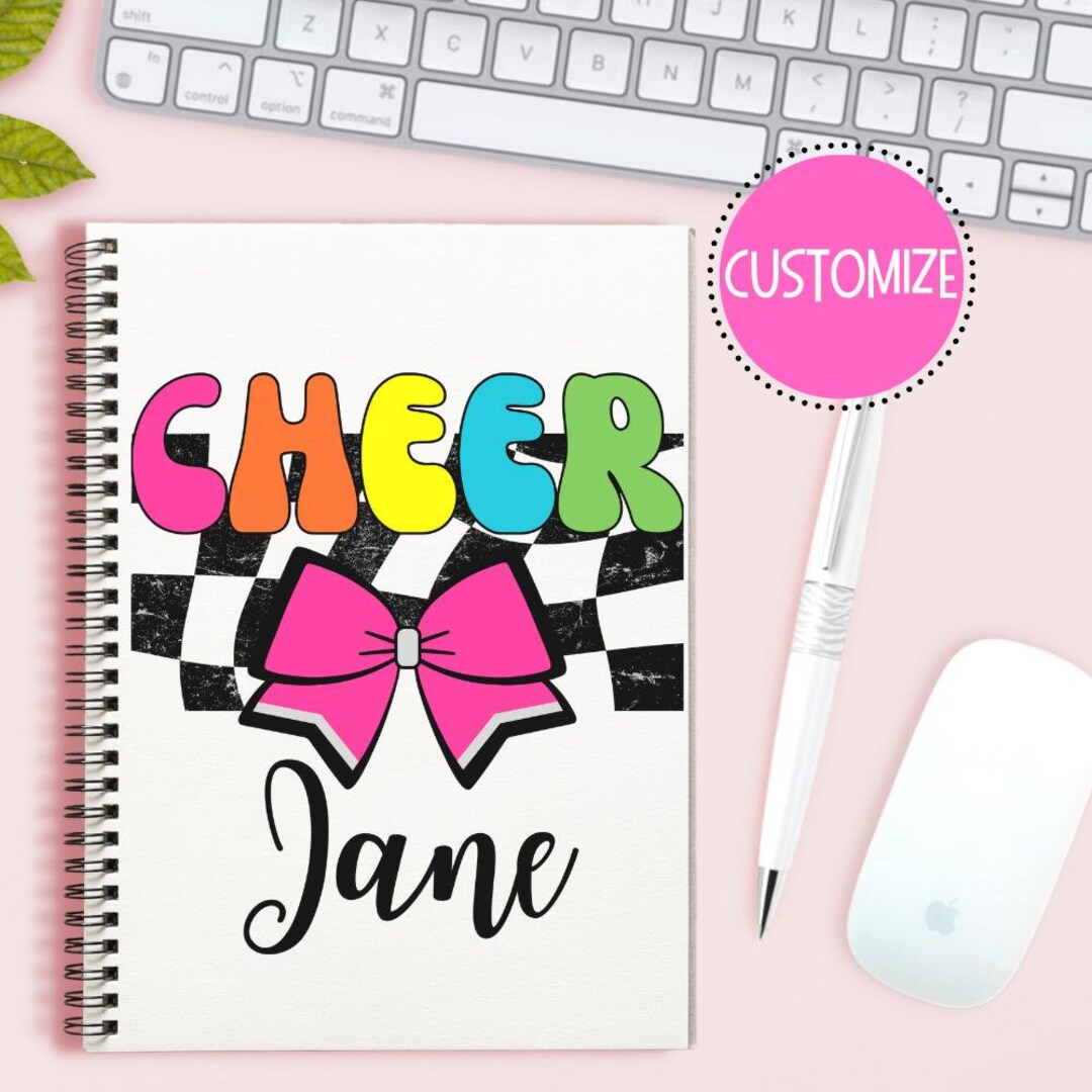Personalized Cheer Notebook, Retro Cheerleader Custom Name Notebook ...