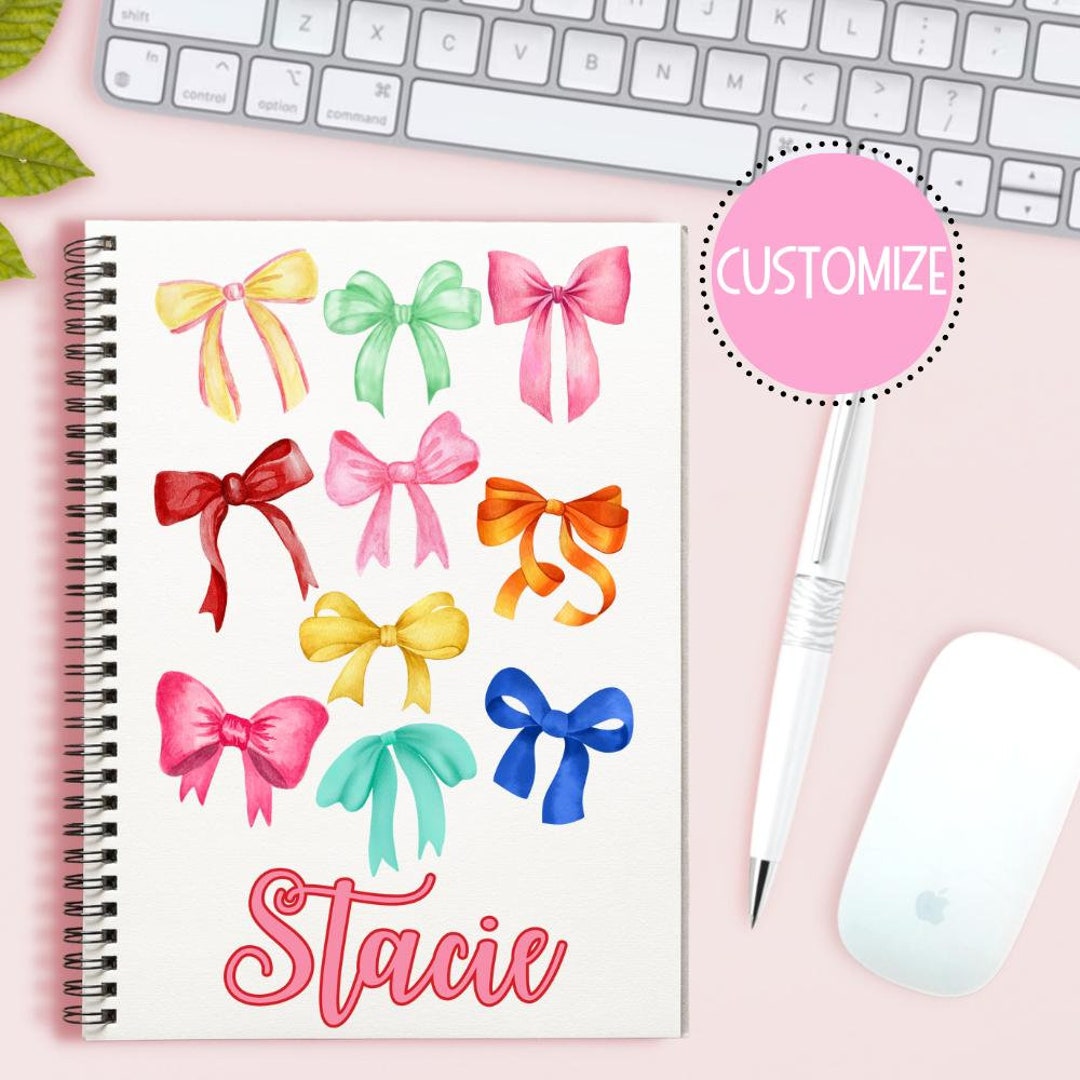Personalized Coquette Bow Notebook, Bow Coquette Notebook Journal ...