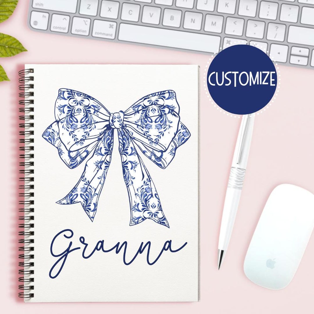 Personalized Notebook, Toile De Jouy Coquette Bow Notebook Journal ...