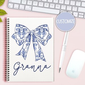 Personalized Notebook, Toile De Jouy Coquette Bow Notebook Journal ...