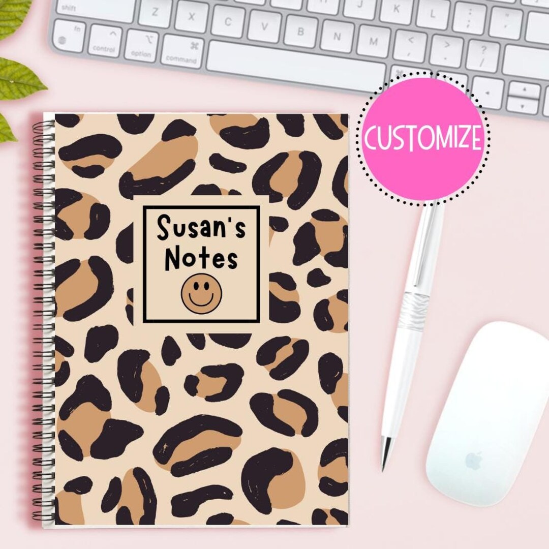 Personalized Leopard Print Notebook, Custom Name Journal, Leopard ...