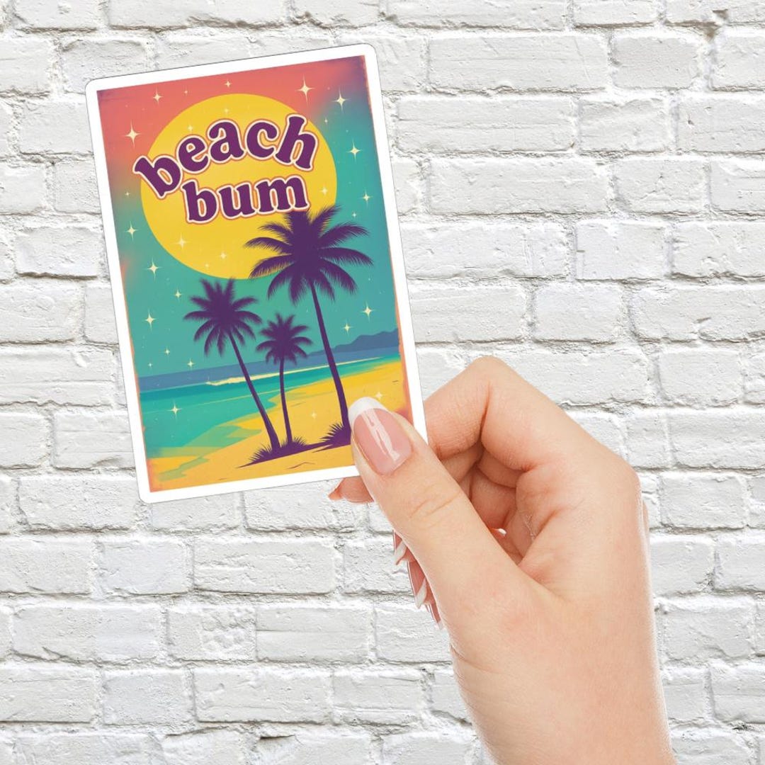 Beach Bum Sticker, Sunset Beach Sticker, Beach Lover Gift, Ocean Lover ...