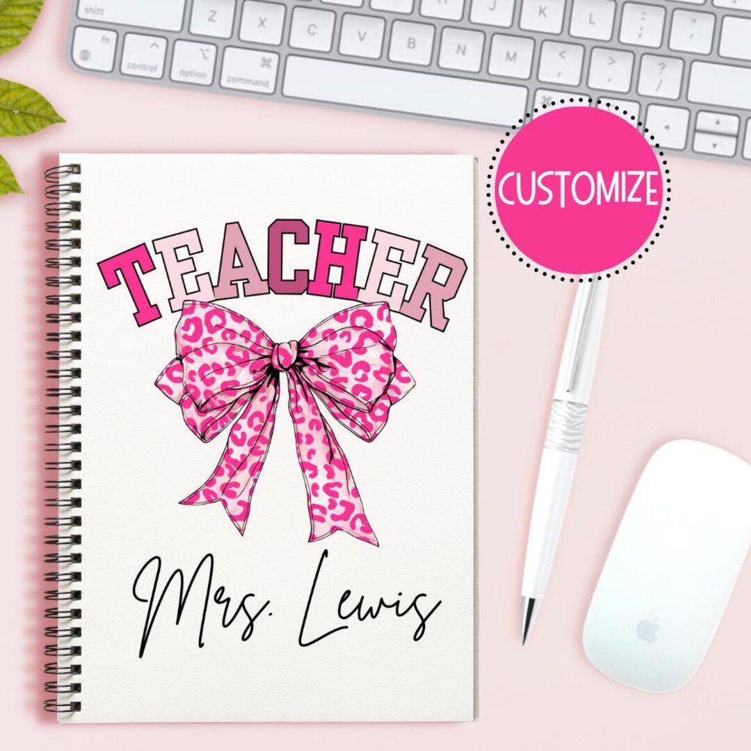 Personalized Teacher Notebook, Customized Teacher Notebook, Pink ...