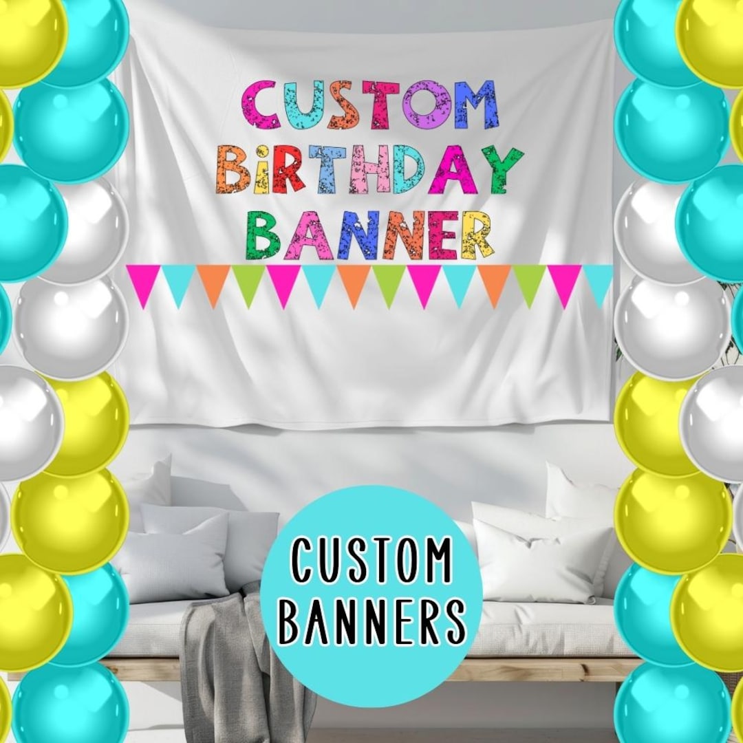 Custom Birthday Wall Tapesty Banner, Personalized Birthday Name Flag ...