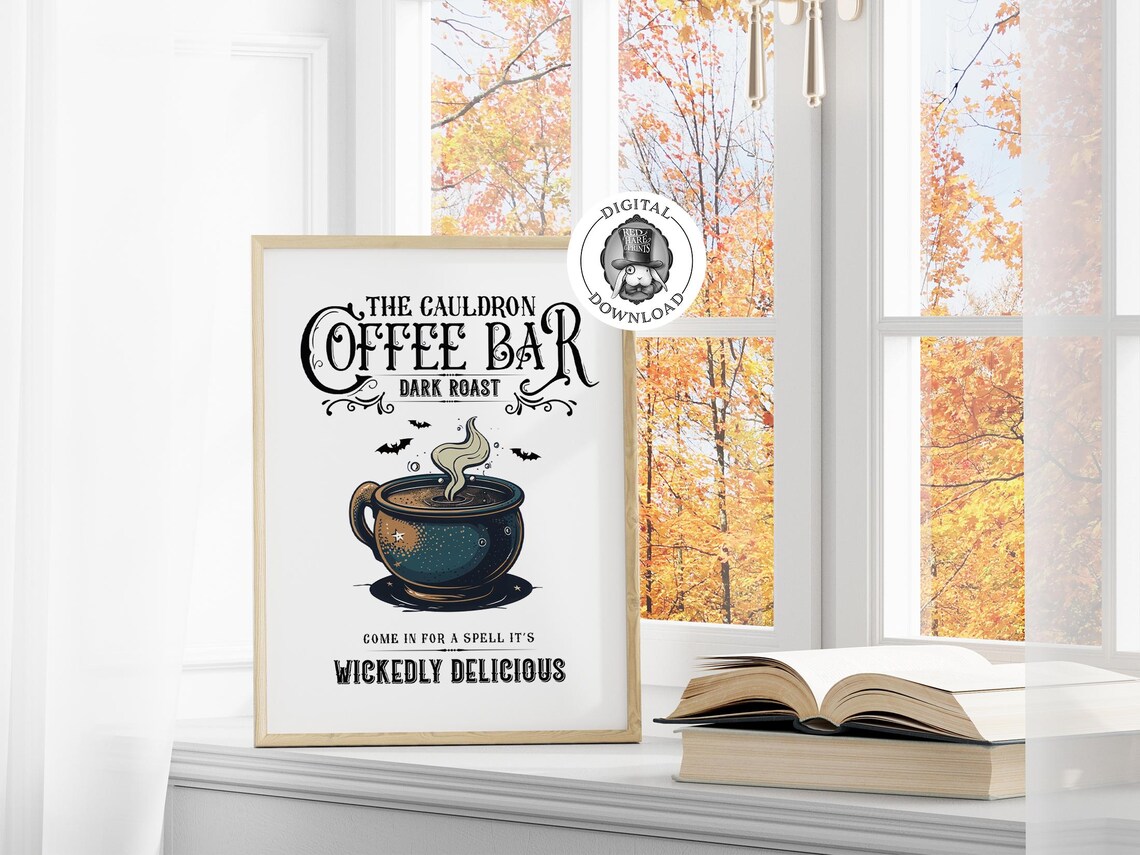 Witch Coffee Bar Print | Cauldron Dark Roast | Halloween - 002-0025 - Etsy
