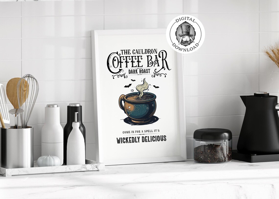 Witch Coffee Bar Print | Cauldron Dark Roast | Halloween - 002-0025 - Etsy