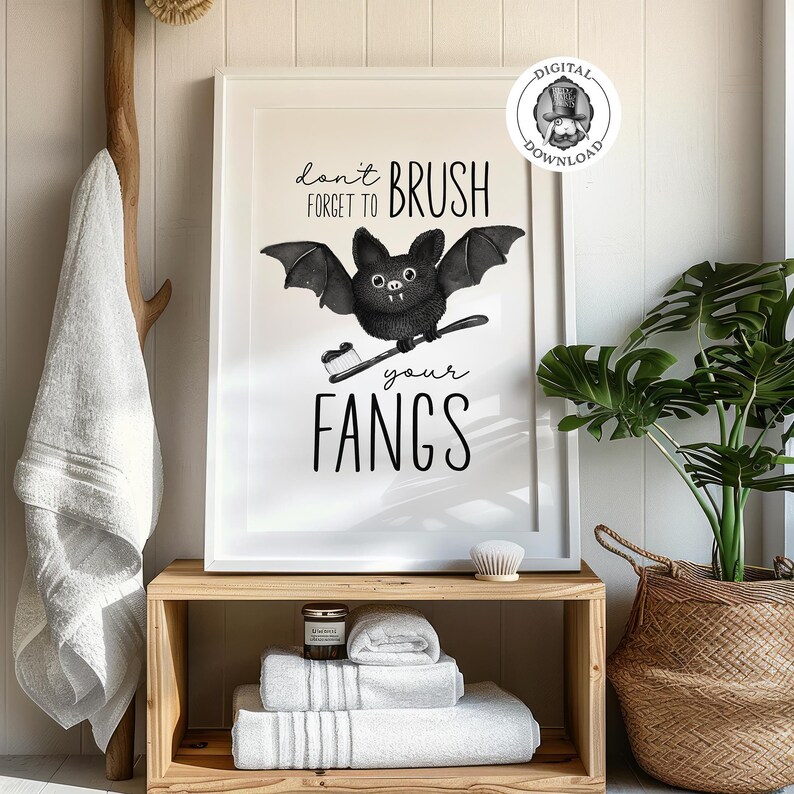 Don't Forget to Brush Your Fangs | Funny Halloween Bathroom Print - 002 ...