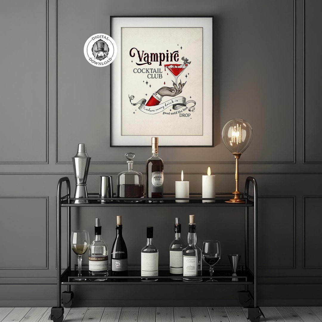 Vampire Cocktail Club | Halloween Bar Cart Print - 002-0014 - Etsy