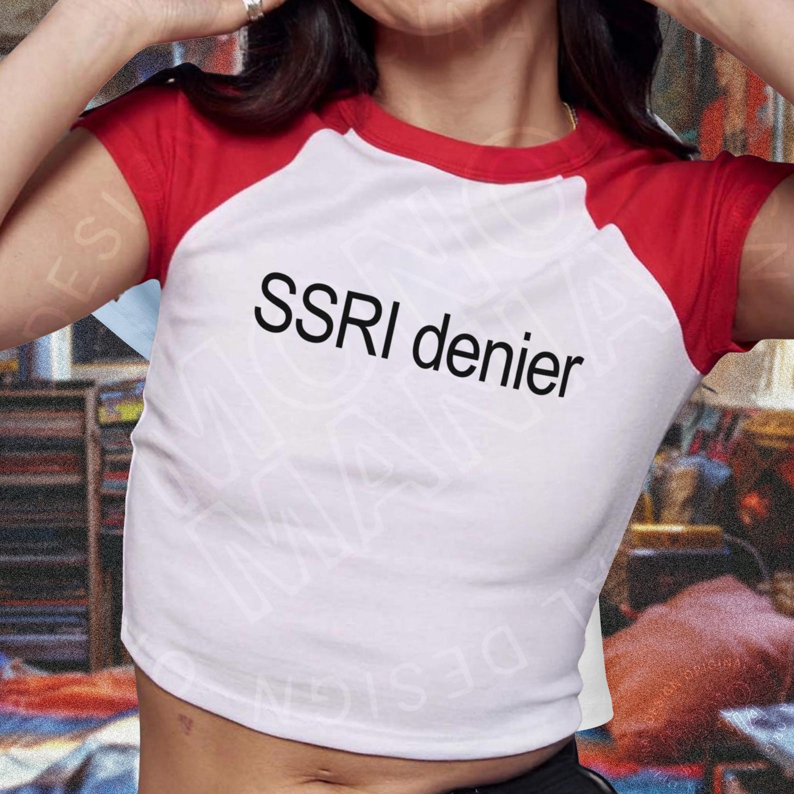 SSRI Denier | Raglan Baby Tee, Y2K Funny Meme Shirt / Ironic Shirt ...