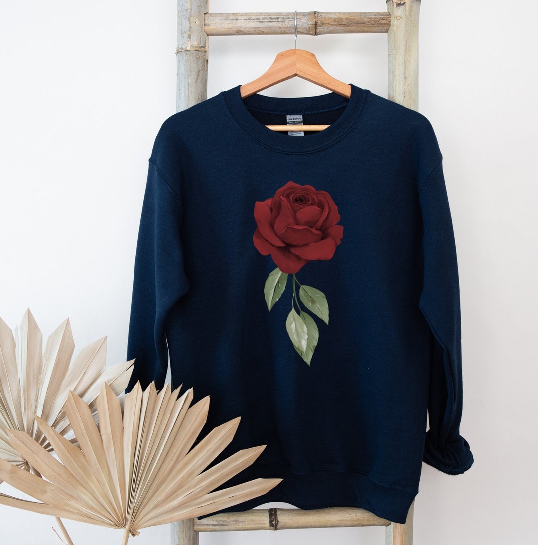 Burgundy Rose Sweatshirt Red Rose Sweatshirt With Roses Floral ...
