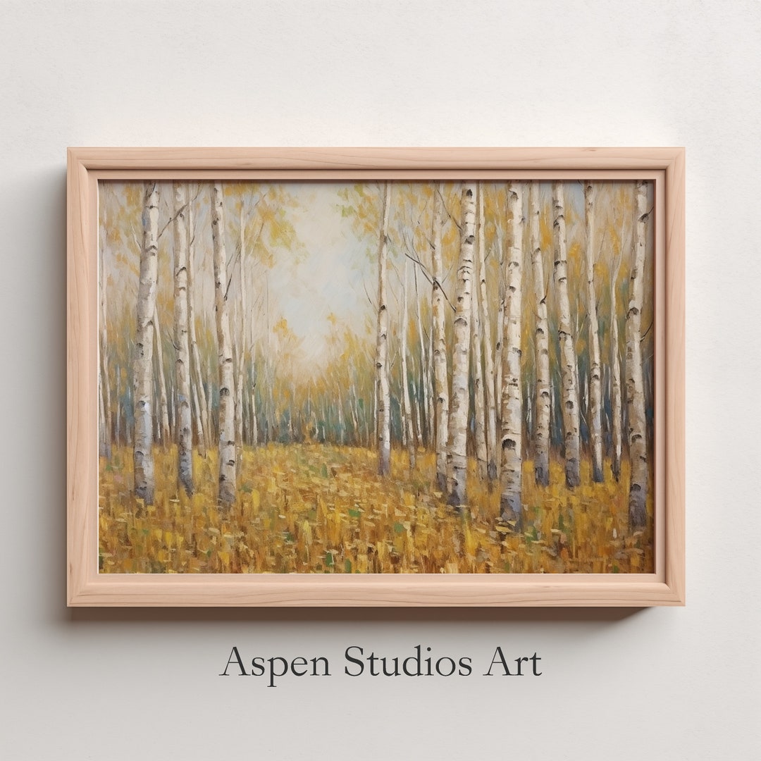 Fall Aspen Forest Painting DIGITAL Art | Realistic Landscape PRINTABLE ...