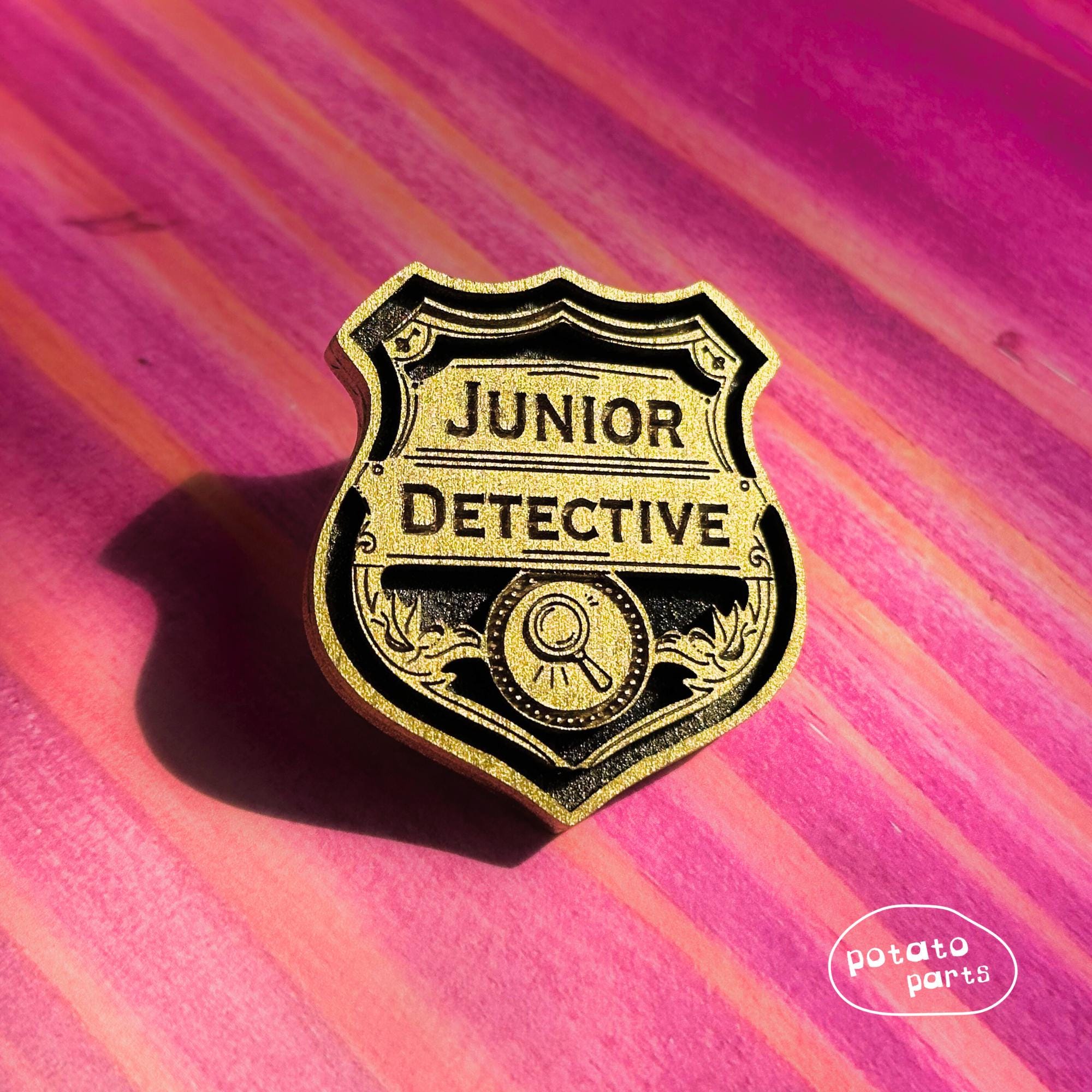 Detective Badges Set of 2 - Laser-cut Wooden Junior & Senior Detective ...