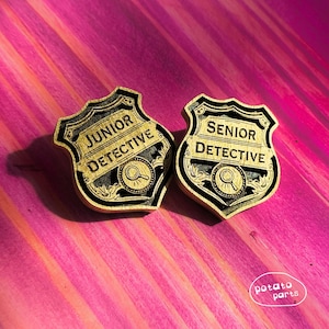 Detective Badges Set of 2 - Laser-cut Wooden Junior & Senior Detective ...