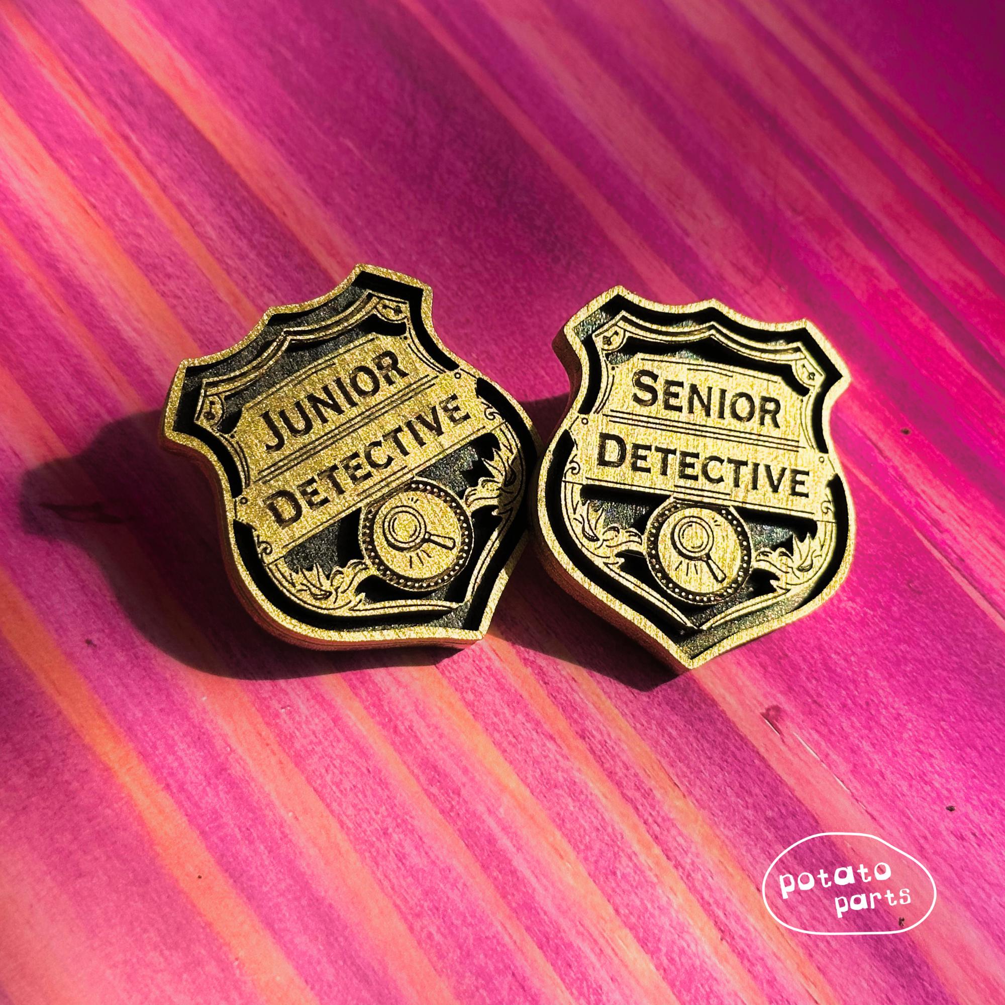 Detective Badges Set of 2 - Laser-cut Wooden Junior & Senior Detective ...