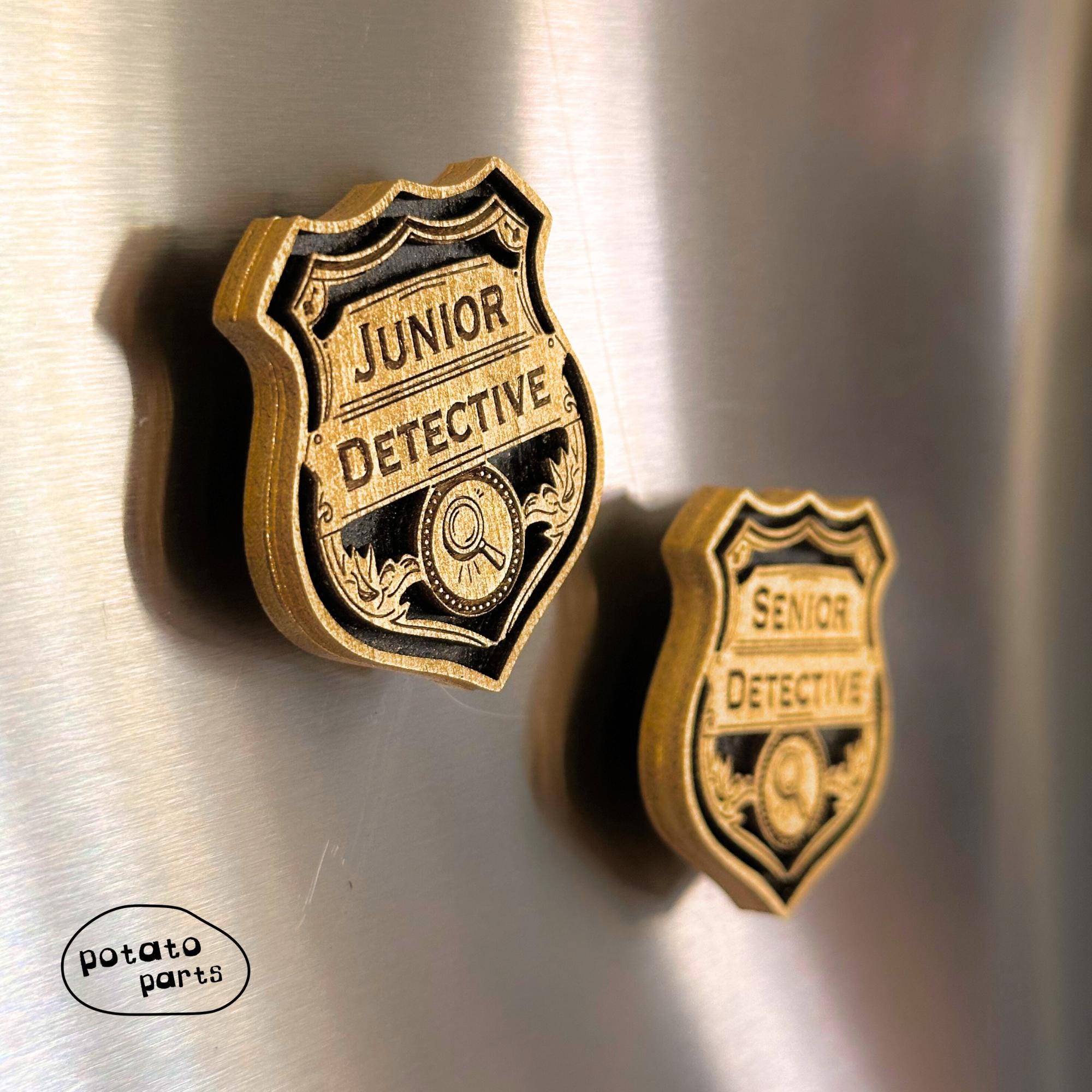 Detective Badges Set of 2 - Laser-cut Wooden Junior & Senior Detective ...