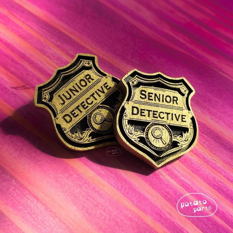 Detective Badges Set of 2 - Laser-cut Wooden Junior & Senior Detective ...