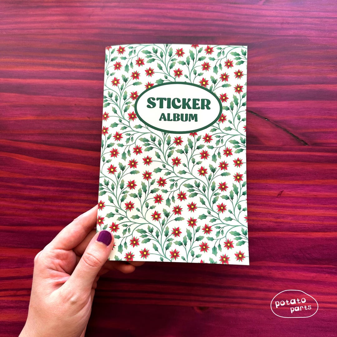 Red Floral Reusable Sticker Album - 40 Pages - Blank Sticker Storage ...