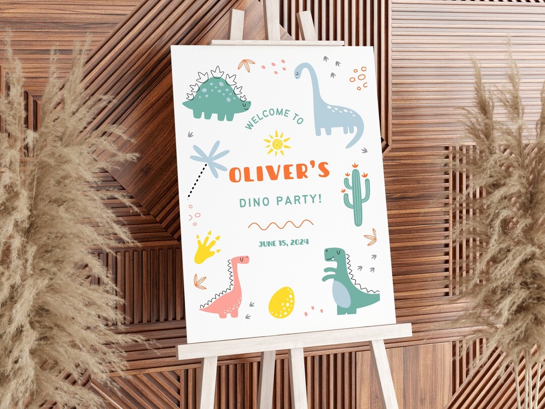Dino Birthday Welcome Sign Dino Birthday Theme INSTANT DOWNLOAD ...