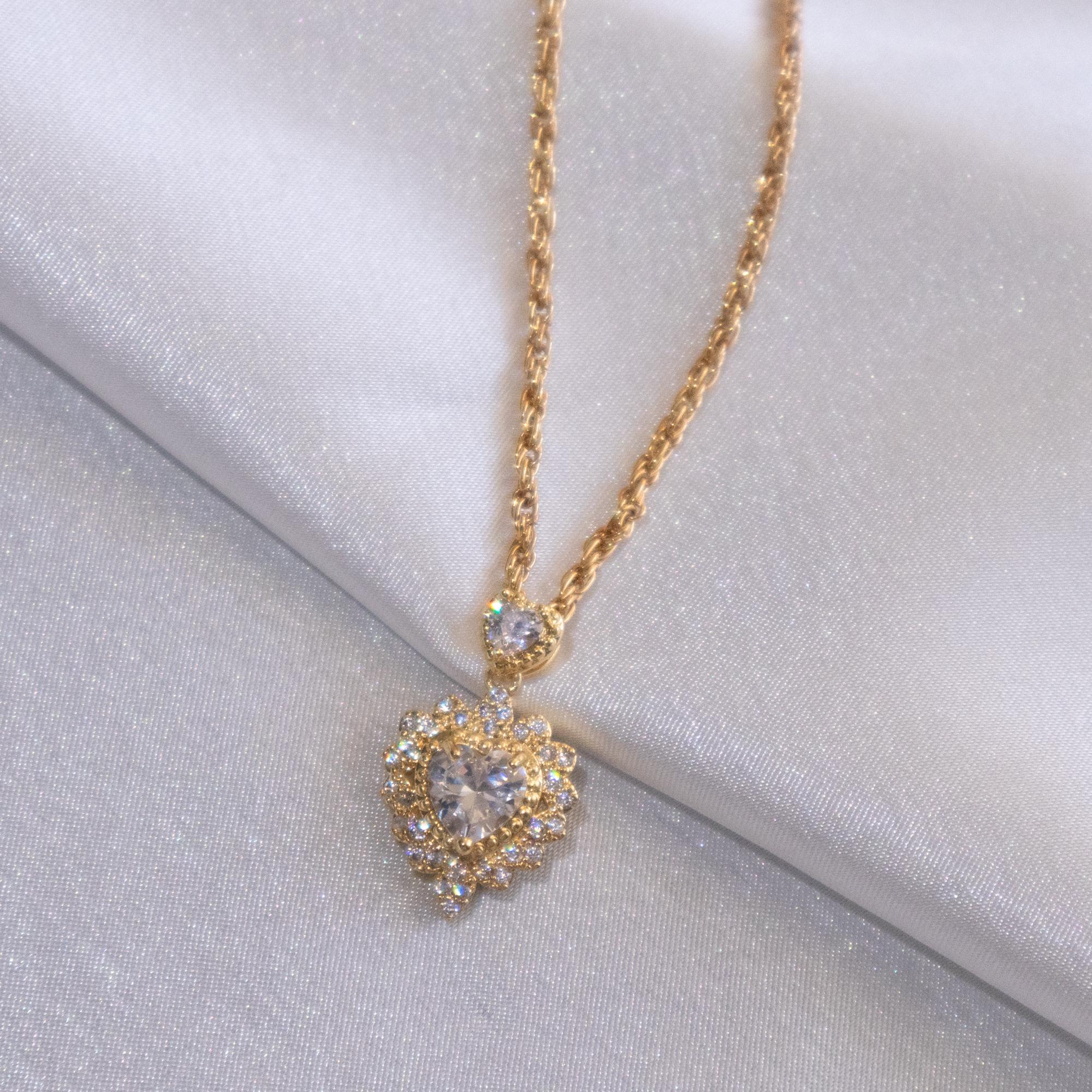 Cottagecore Princess Necklace Gold Rhinestone Crystal Jewelry Royalcore ...