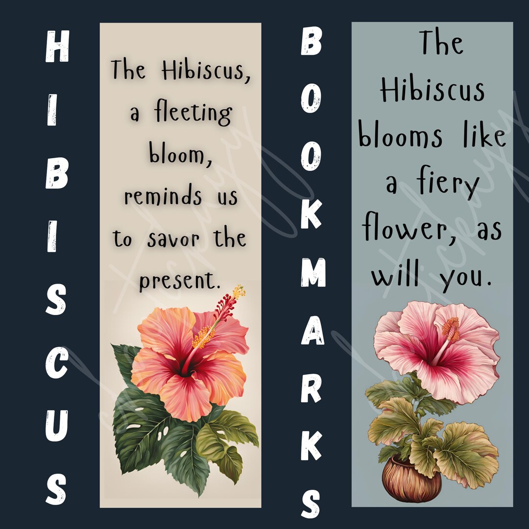 Pink Hibiscus Flower Bookmark Printables/bookmark Printables/aesthetic ...