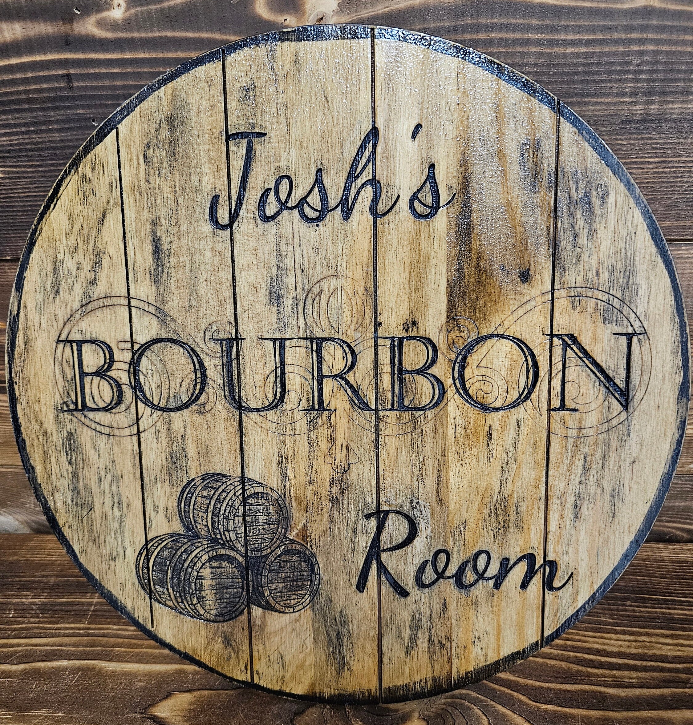 Custom Bourbon Barrel Lid: Laser Engraved Bar Room Sign - Etsy