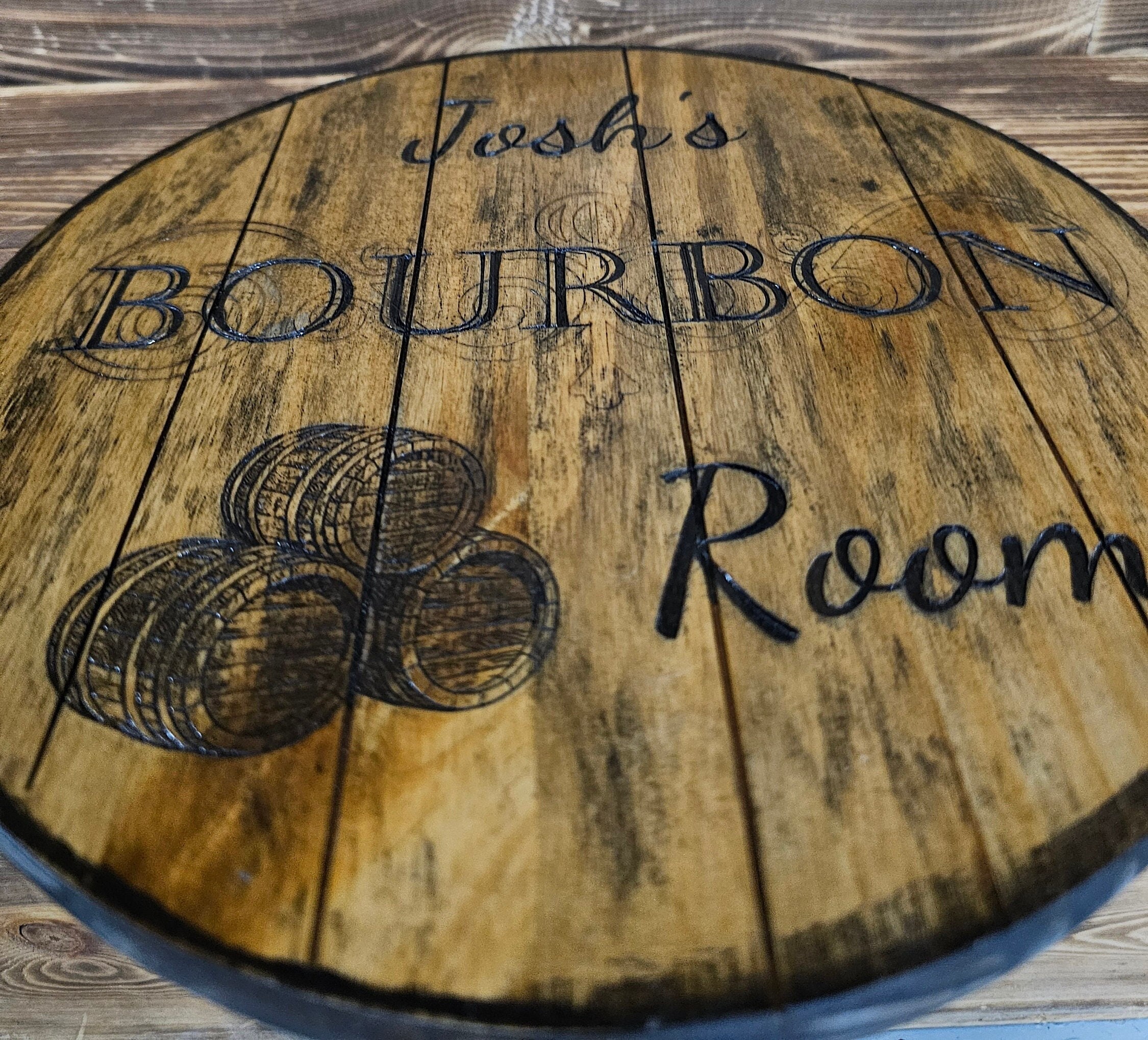 Custom Bourbon Barrel Lid: Laser Engraved Bar Room Sign - Etsy