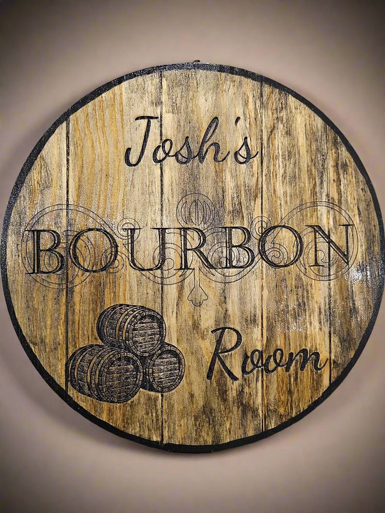 Custom Bourbon Barrel Lid: Laser Engraved Bar Room Sign - Etsy